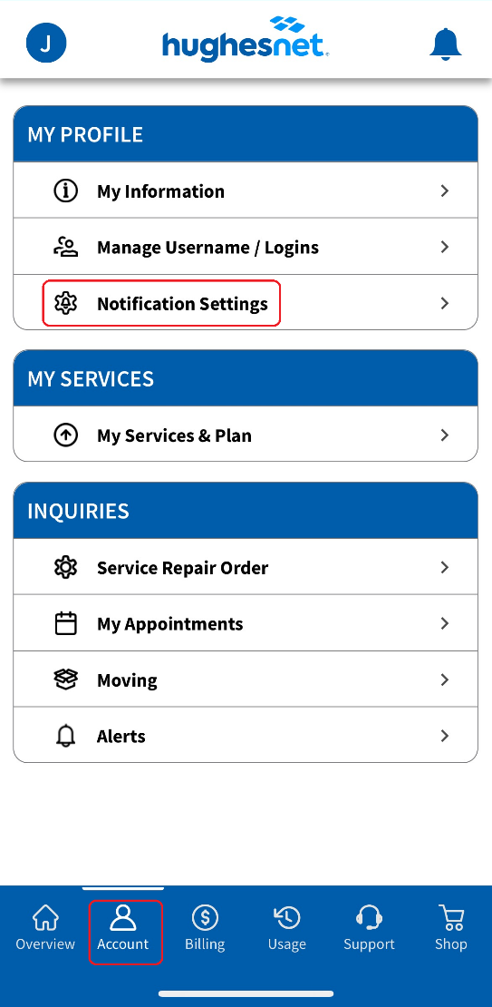 How do I subscribe or modify my Hughesnet notifications?
