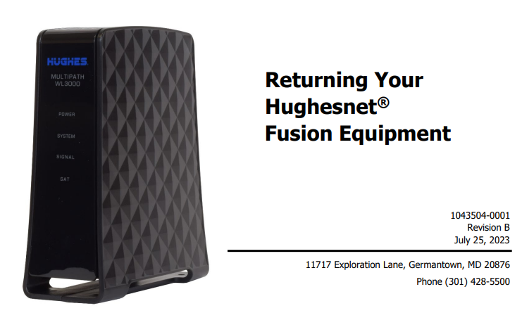 How do I return my Hughesnet Fusion equipment?
