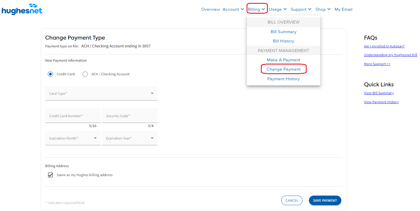 How do I setup ACH/Checking Account as my recurring payment option?